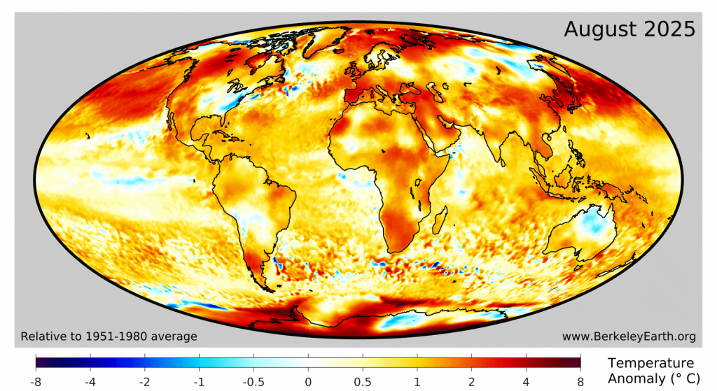 August 2025 Temperature Update - Berkeley Earth