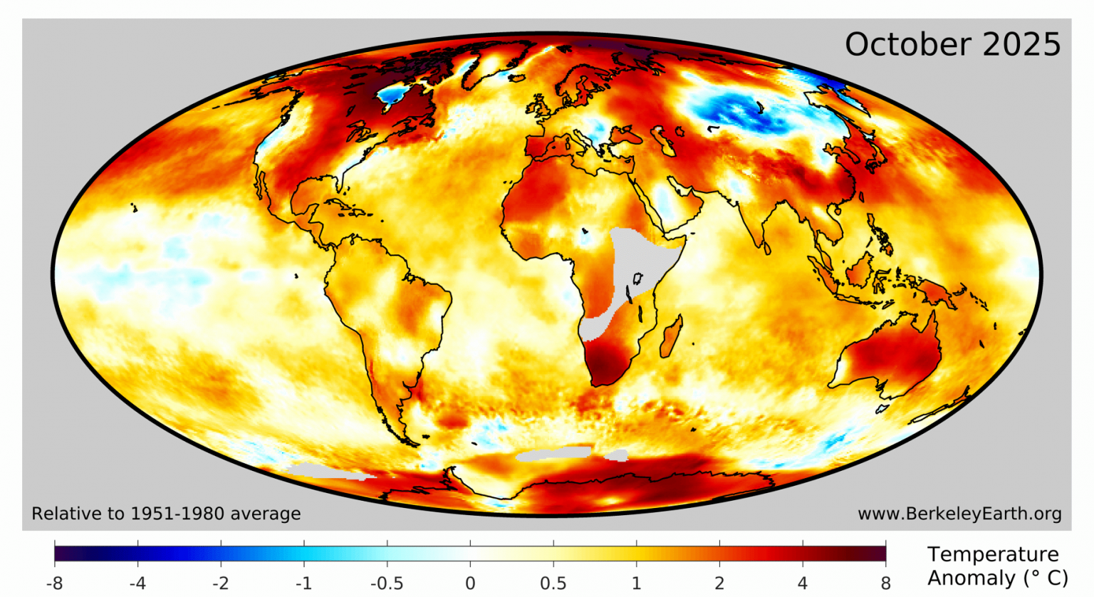 October 2025 Temperature Update - Berkeley Earth