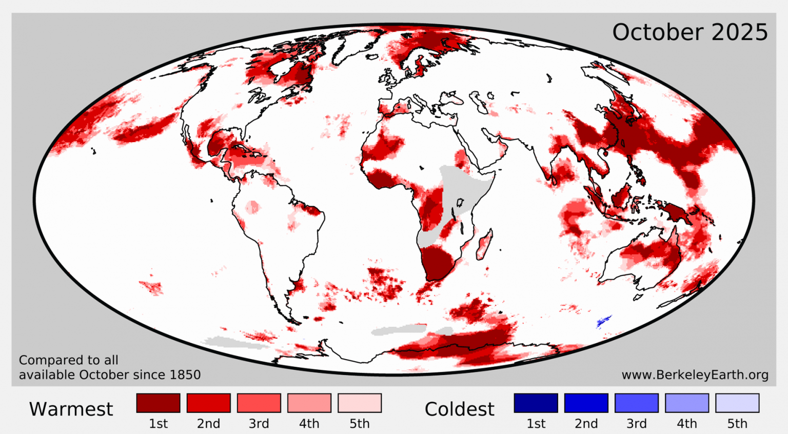 October 2025 Temperature Update - Berkeley Earth